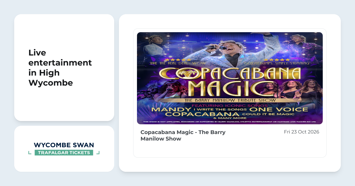 Book Copacabana Magic - The Barry Manilow Show tickets | Wycombe Swan ...