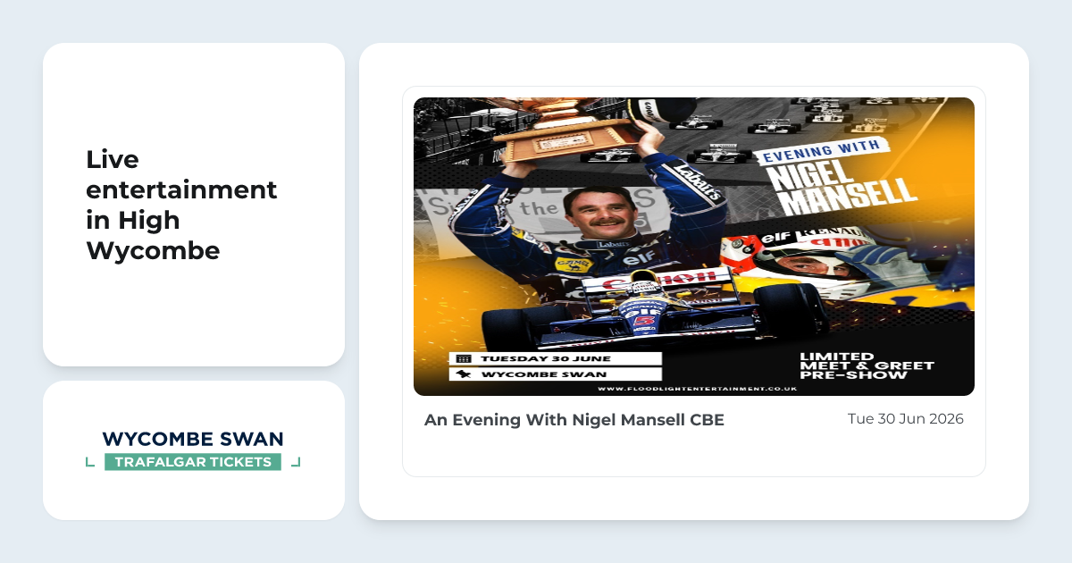 Book An Evening With Nigel Mansell CBE tickets | Wycombe Swan Theatre